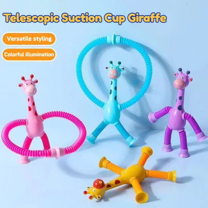 Glow Giraffe Toy Stretchable Educational Tube Suction Cup Parent-Child ...