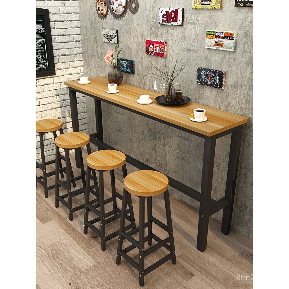 Wall-Mounted Bar Table Commercial Milk Tea Shop Table and Chairs Long ...