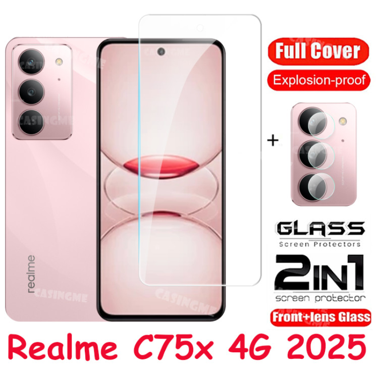 For Realme C75x 4G 2025 Full Cover Tempered Glass Flim For Realme C75x ...