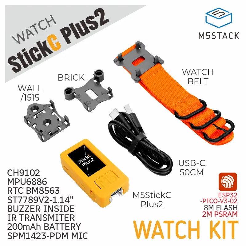 M5Stack StickC Plus2 ESP32 Kit with Watch Accessories Mini IoT ...