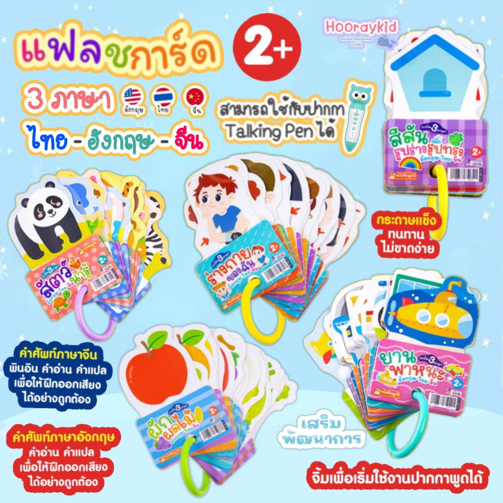 Flash Cards 3 Languages English-Thai-Chinese Flashcard Loop Card ...