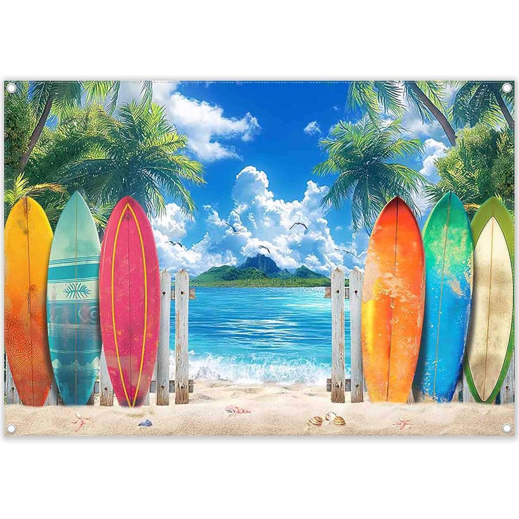 7x5ft Summer Surfboard Beach Photography Backdrop Hawaiian Tropical ...