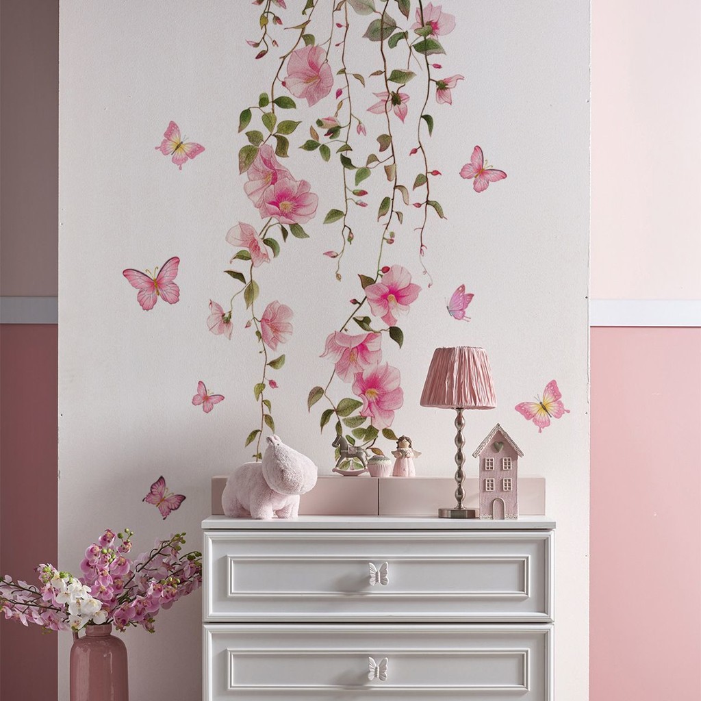 Pvc Home Self-Adhesive Wall Decoration Decal Flower Butterfly ...