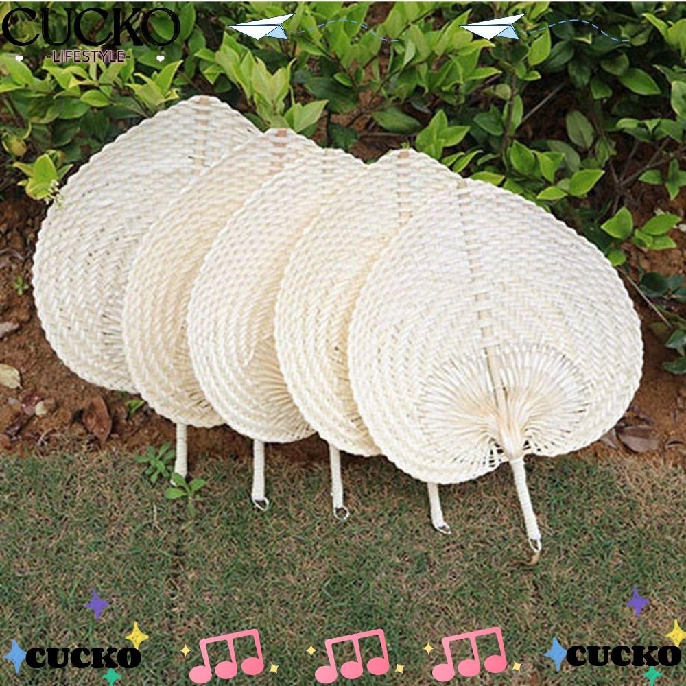 CUCKO Summer Handmade Fans, Home Decoration DIY Straw Woven Fans, Heart ...