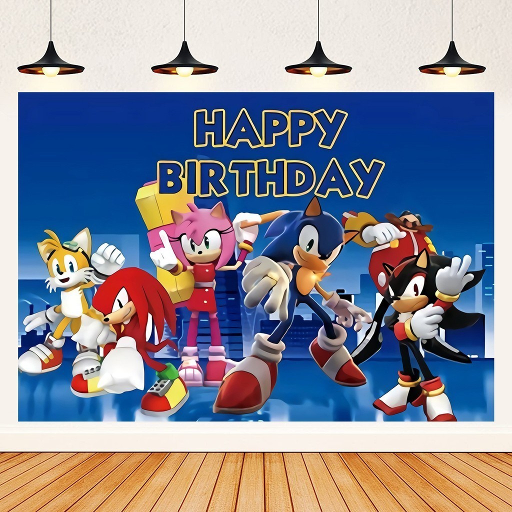 Sonic the Hedgehog Backdrop Boys Kid Birthday Party Decoration ...