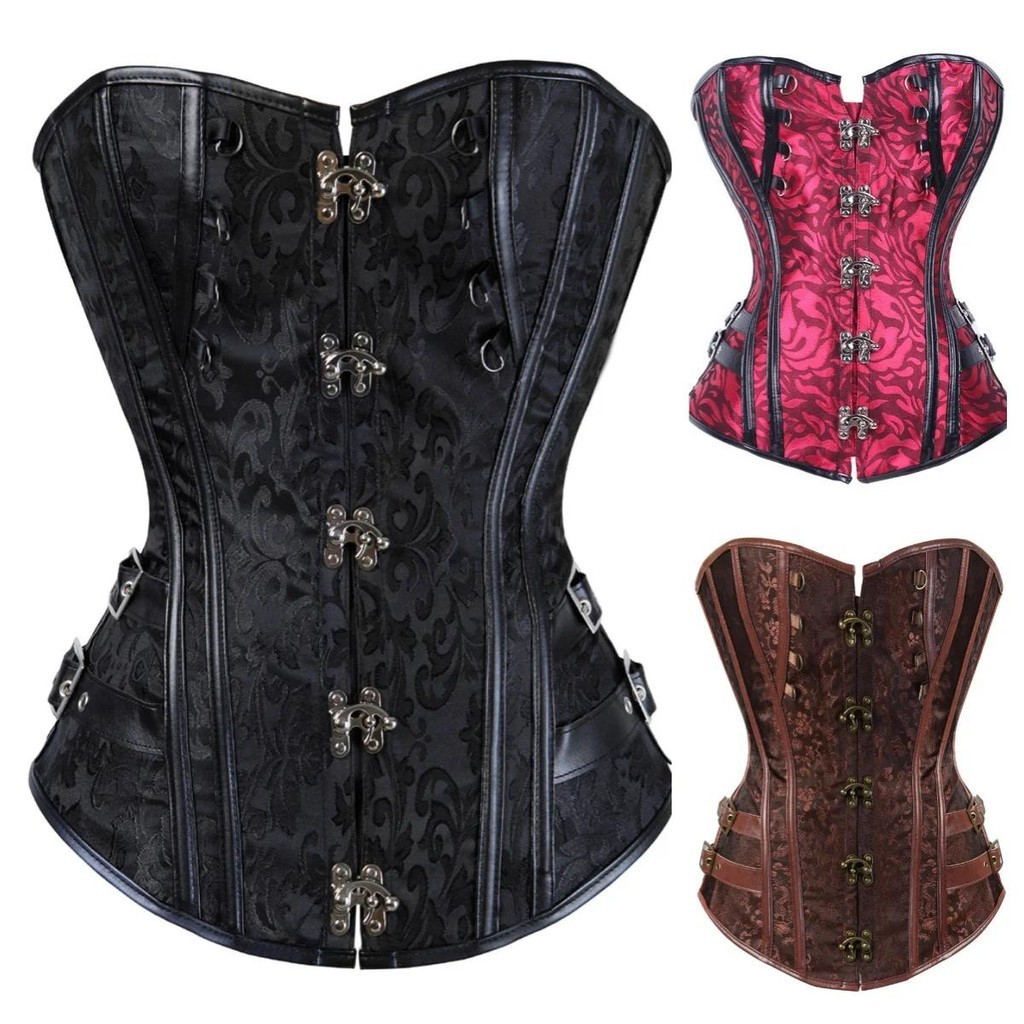 Gothic Corset Top for Women Steampunk Corsets Pirate Jacquard Bustiers ...