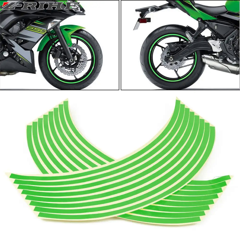 Motorcycle Wheel Sticker Reflective Decals Rim Tape For KAWASAKI ZX12R ...