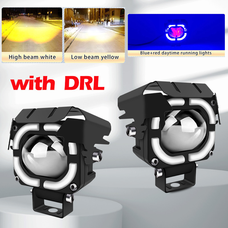 Mini Driving Light Motorcycle Mdl With DRL Led Light For Motor White+Yellow Headlight For ...