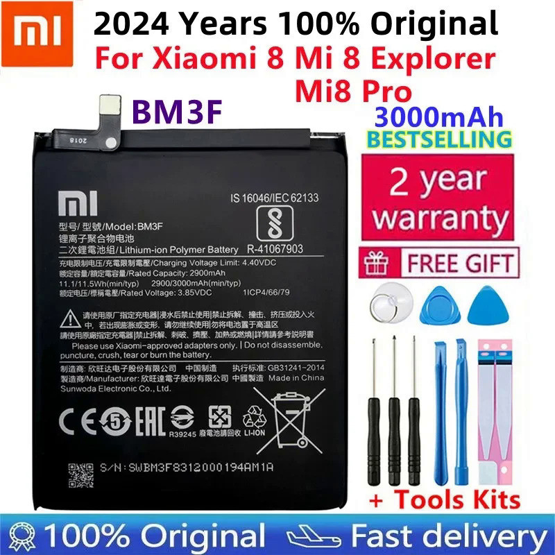 2024 Years 100% Original BM3F 3000mAh Battery For Xiaomi 8 Mi 8 ...