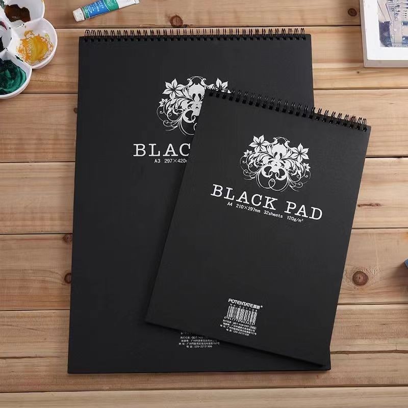 32 Sheets A4/A5 Black Paper Sketch Drawing Book 120GSM Spiral Bound ...
