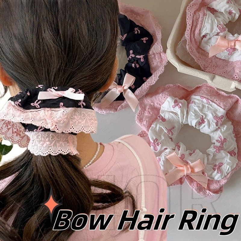 Pink Bow Hair Ring - Princess Headwear - Lace Border, Ballet Style ...