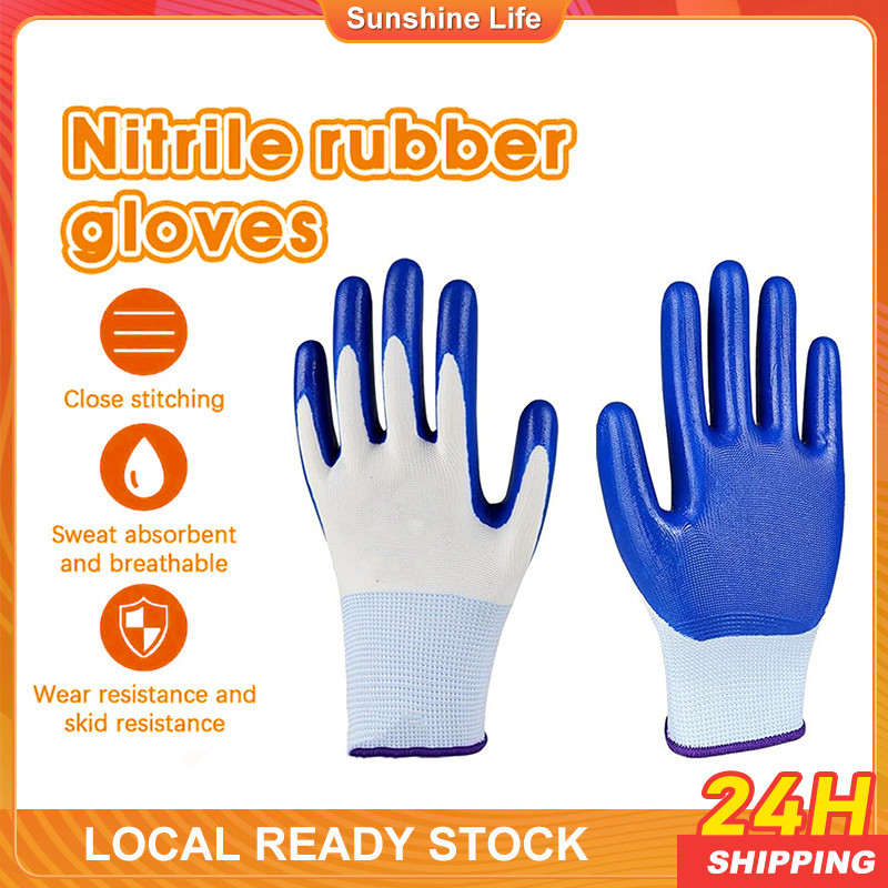 12 Pairs Rubber Gloves Industrial Labor Building Construction Safety ...