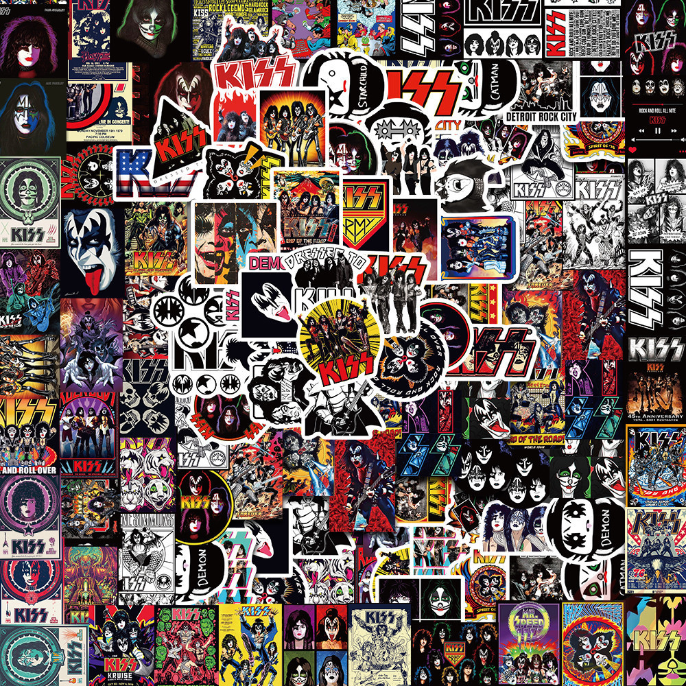 100Pcs/Set Rock Band . KISS Stickers DIY Fashion Waterproof Decals ...