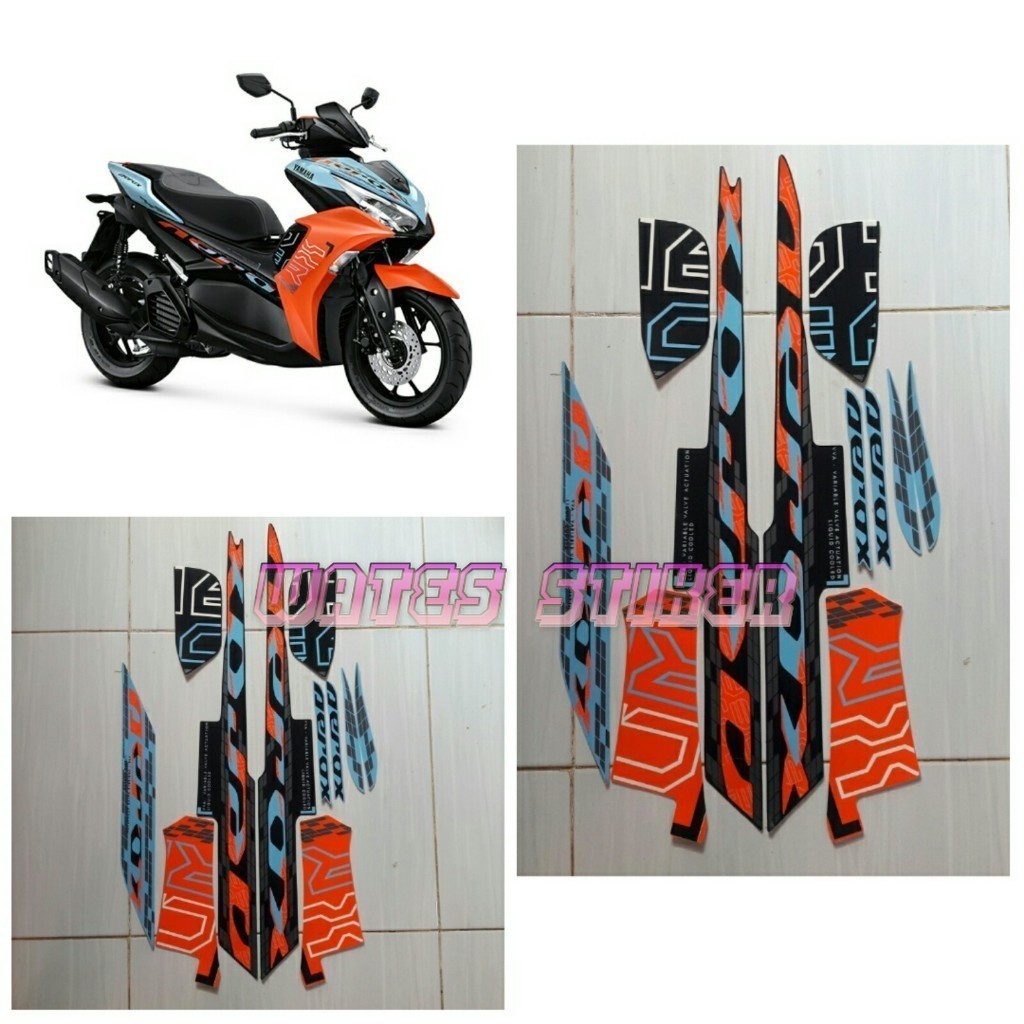 Striping Decal Pole Sticker Yamaha Aerox rc 155 2023 2024 Orange Light ...
