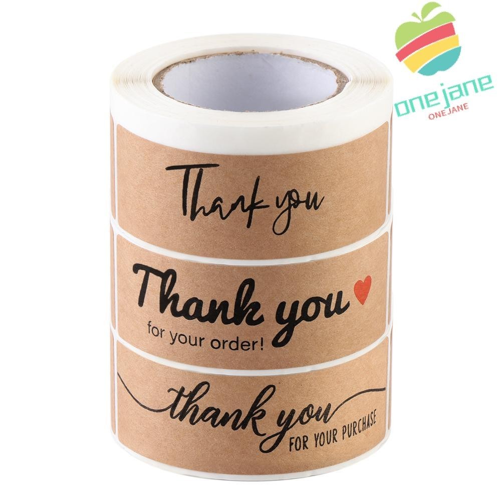ONE-JANE 120PCS/Roll Kraft Paper Decals 3x1 Inch Envelope Sealing Package Decor Handmade Labels ...