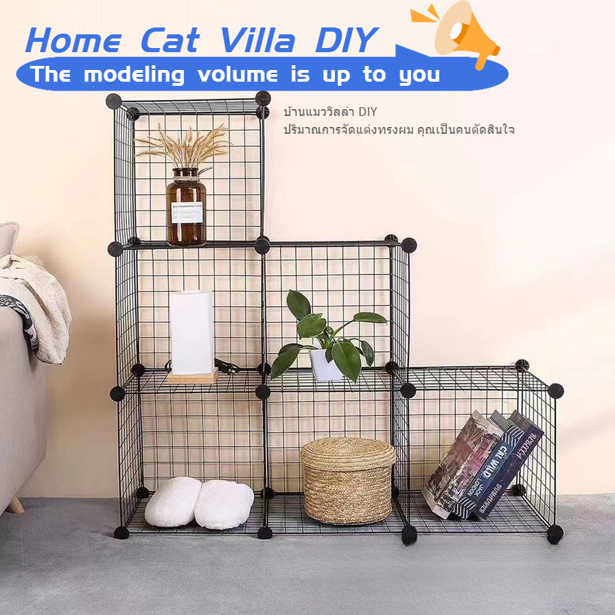 Cat Cage Home Cat Villa DIY Free Combination Large Cattery Double Layer ...
