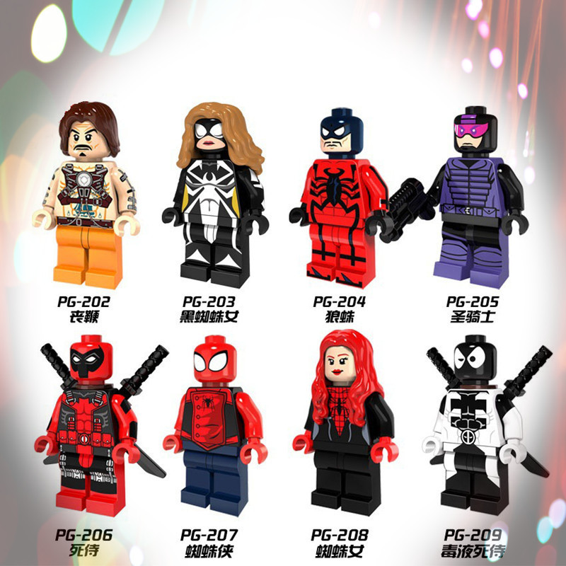 Movie Mini Character Marvel Heroes Black White Deadpool Whip Assembly ...