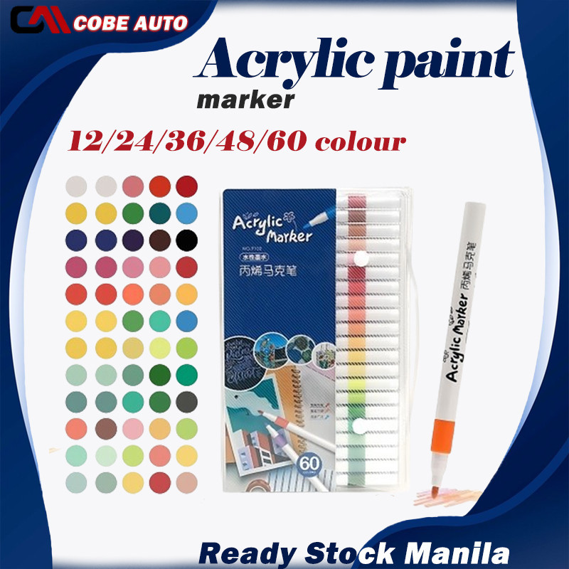 12/24/36/48/60 Colors Acrylic Marker Pen Coloring Pen Highlight Acrylic ...