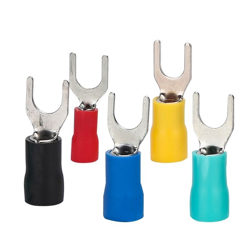 100Pcs Fork Type pre-Insulated Wiring Terminals SV1.25/2/3.5-4/6 wire crimping terminal U Y Type ...