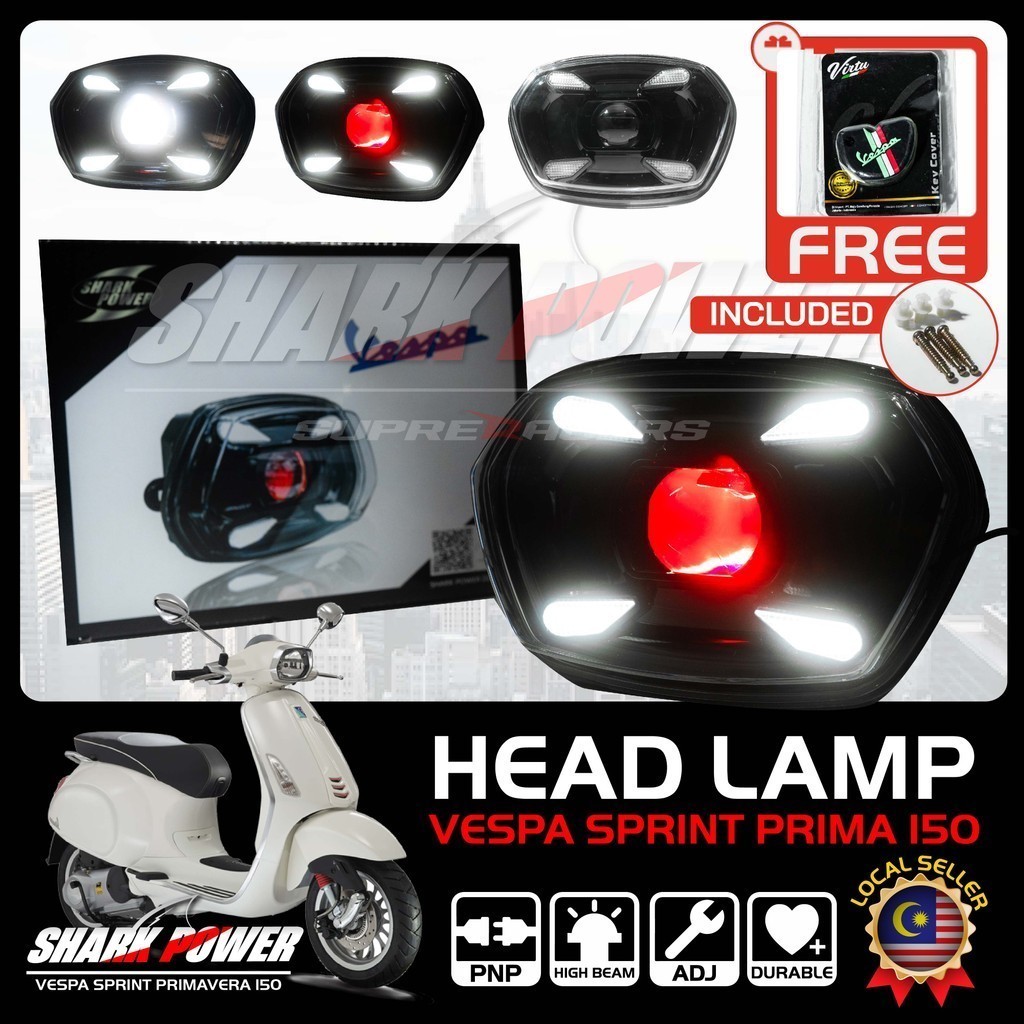 Lampu Depan VESPA Scooter Sprint Primavera 150 LED Head Lamp I PNP I ...