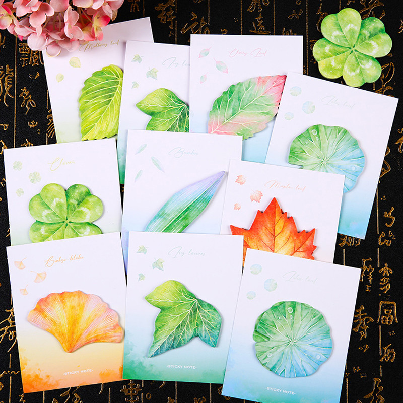 30 Sheets Creative Simulation Leaf Shape Memo Paper School Office ...