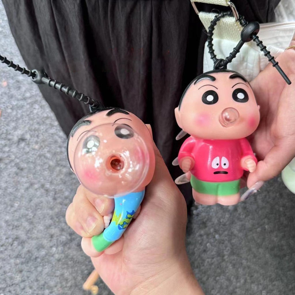 Crayon Shin-chan Keychain Squeeze Spit Bubbles Funny Reduce stress ...