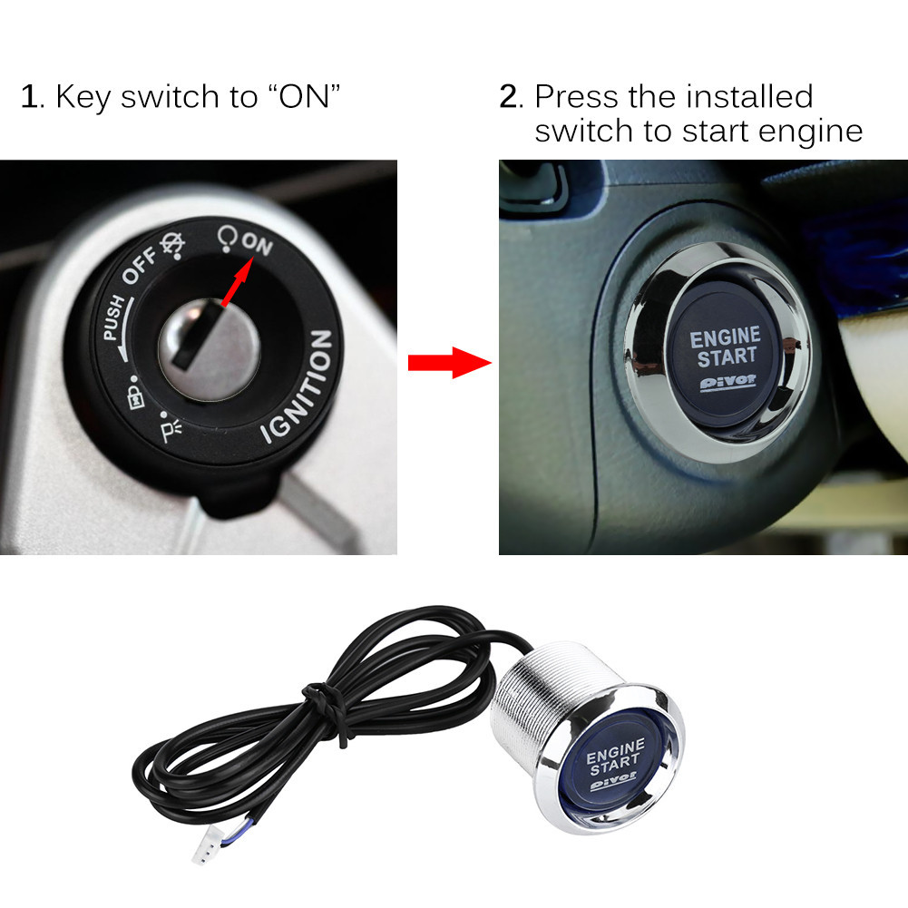 Awesomewell Red/Blue Universal 12V Car Vehicle Engine Start Push Button ...