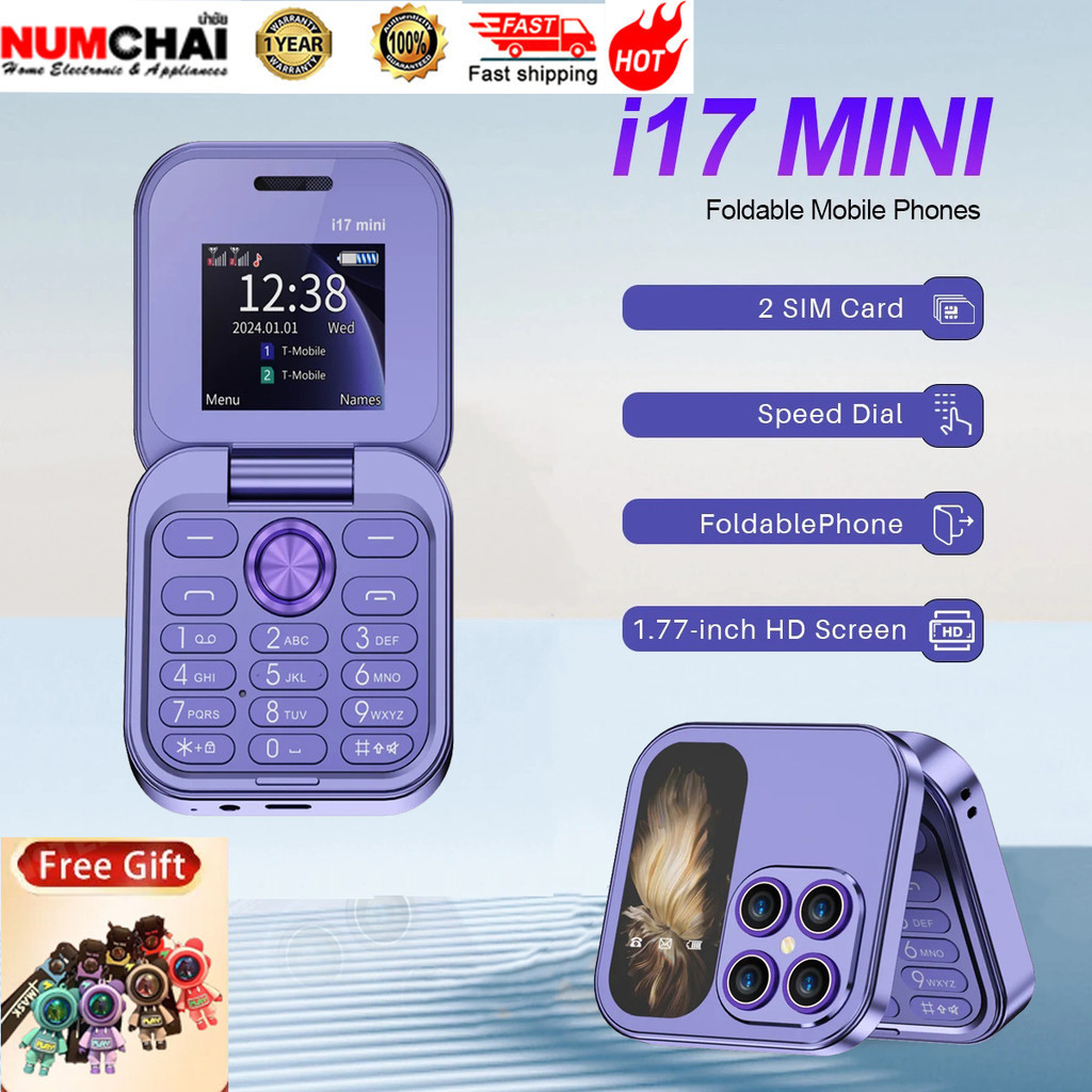 i17 Mini Foldable Small Mobile Phone 1.77inch Screen Dual SIM 2G Flip ...