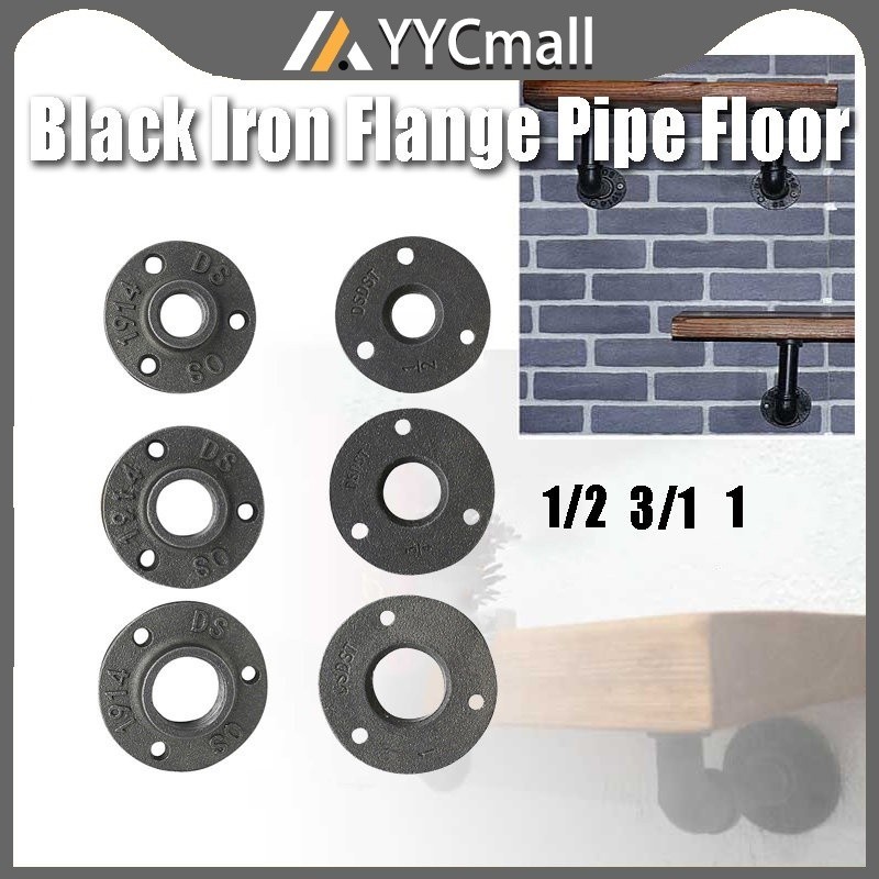 Wall Mount Black Cast Iron Floor Flanges 1/2 Inch 3/4 Inch 1 Inch Heavy ...