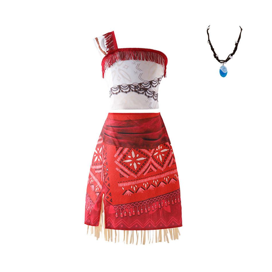 Moana Cosplay Costume Vaiana Adventure Summer Girls Beach Dresses Kids ...