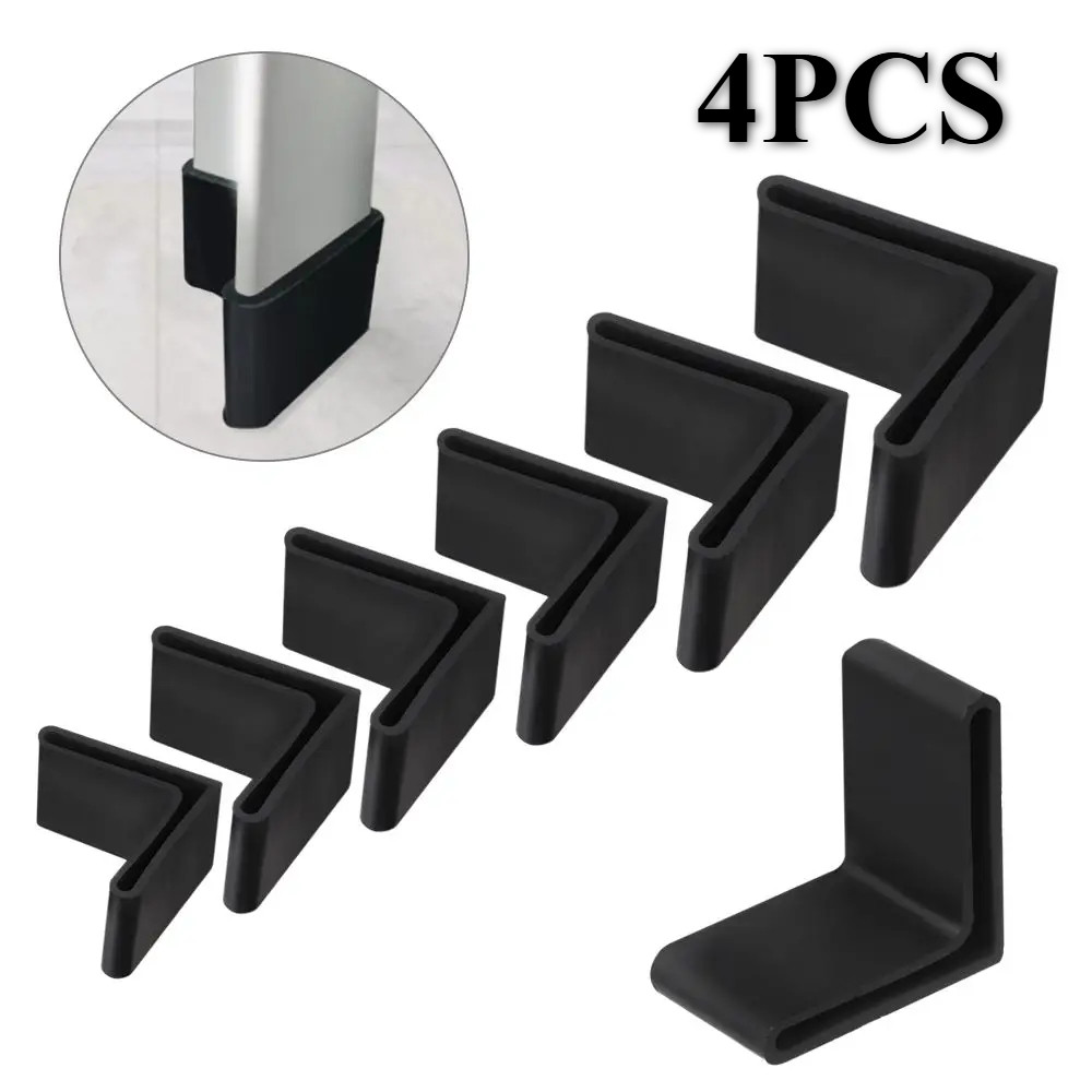 4PCS Slotted Angle Bar Shelf Iron Bed Type Rubber Base Foot Pad Foot ...
