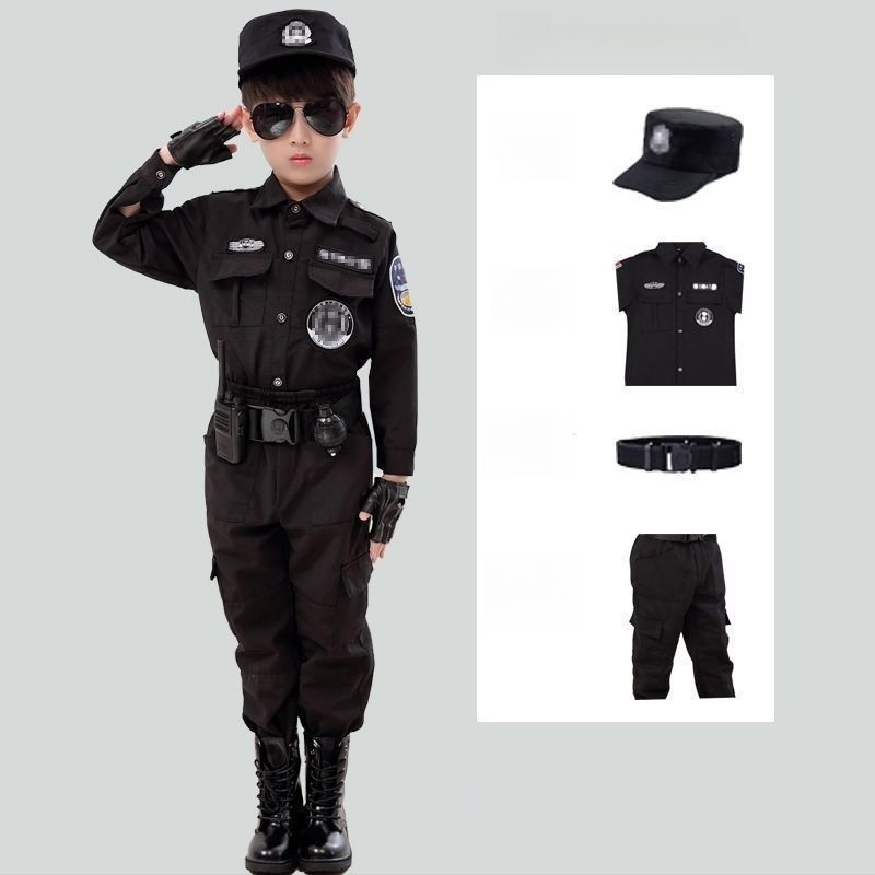 Children Black Little Swat Uniform Primary School Students Play Special ...