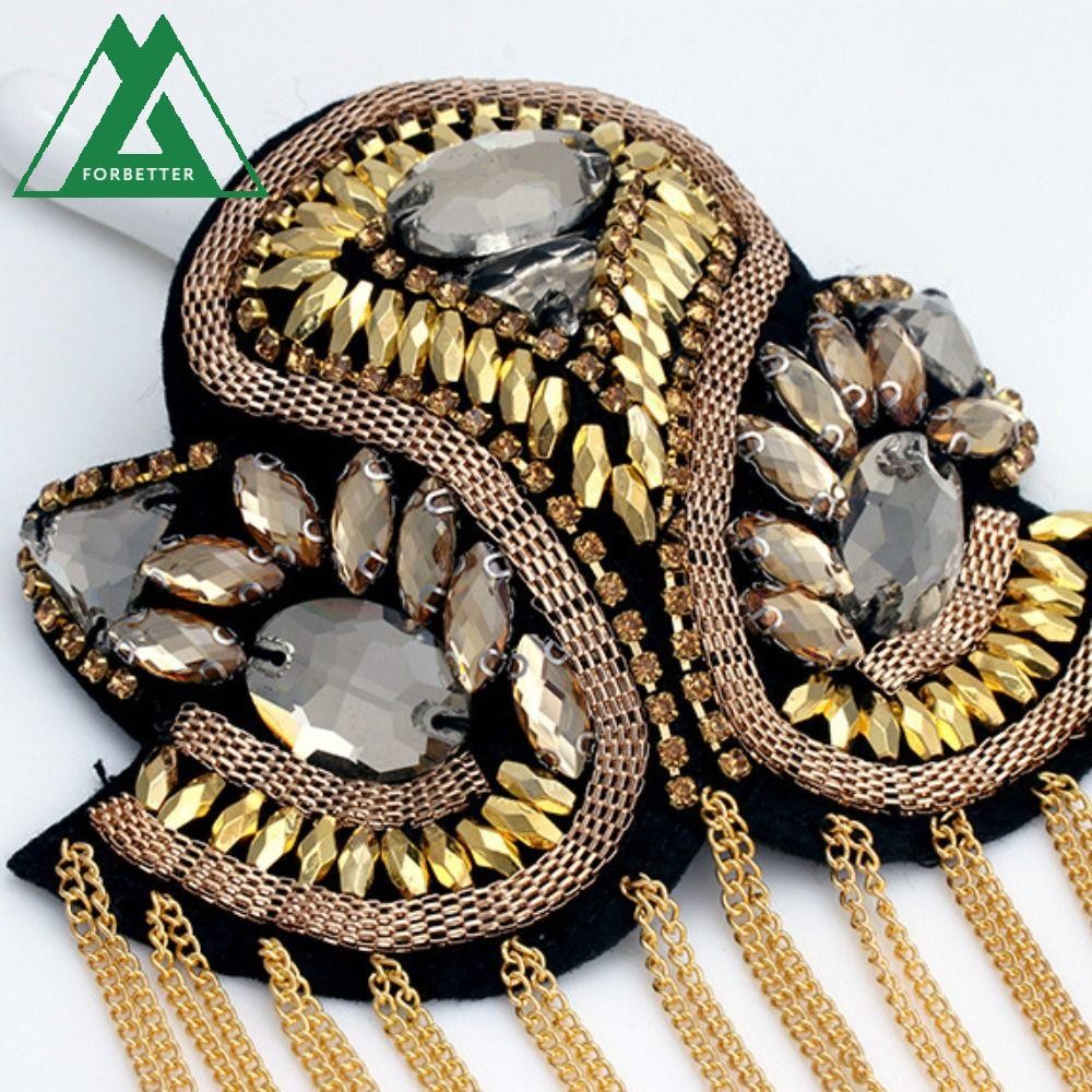 FORBETTER Shoulder Board, Epaulets Rhinestone Fringe Shoulder Mark ...