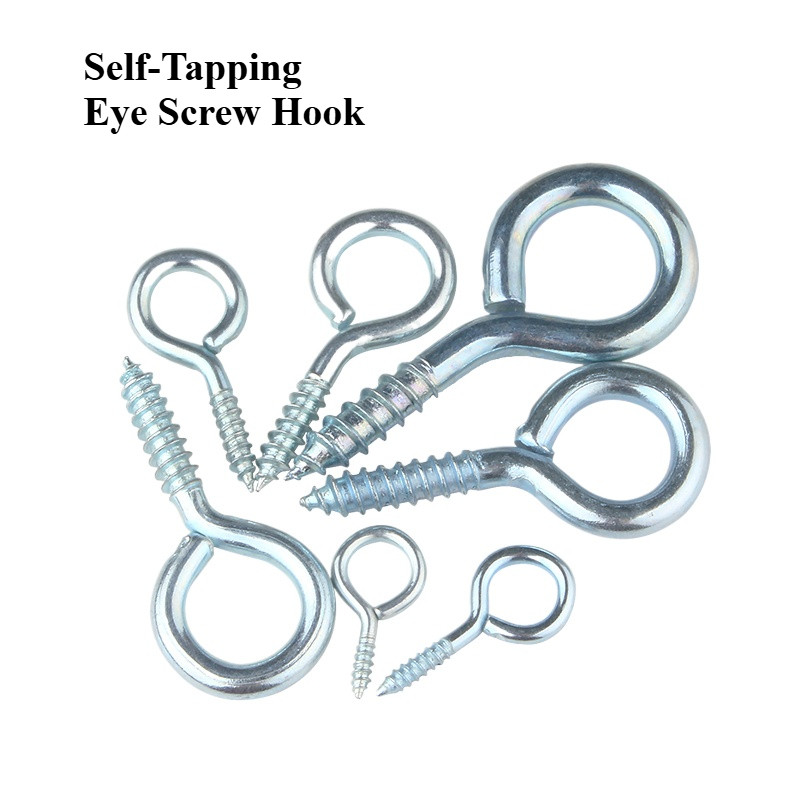 ‌Blue Zinc Plated Heavy Duty Self-Tapping Eye Screw Hooks with Rings ...