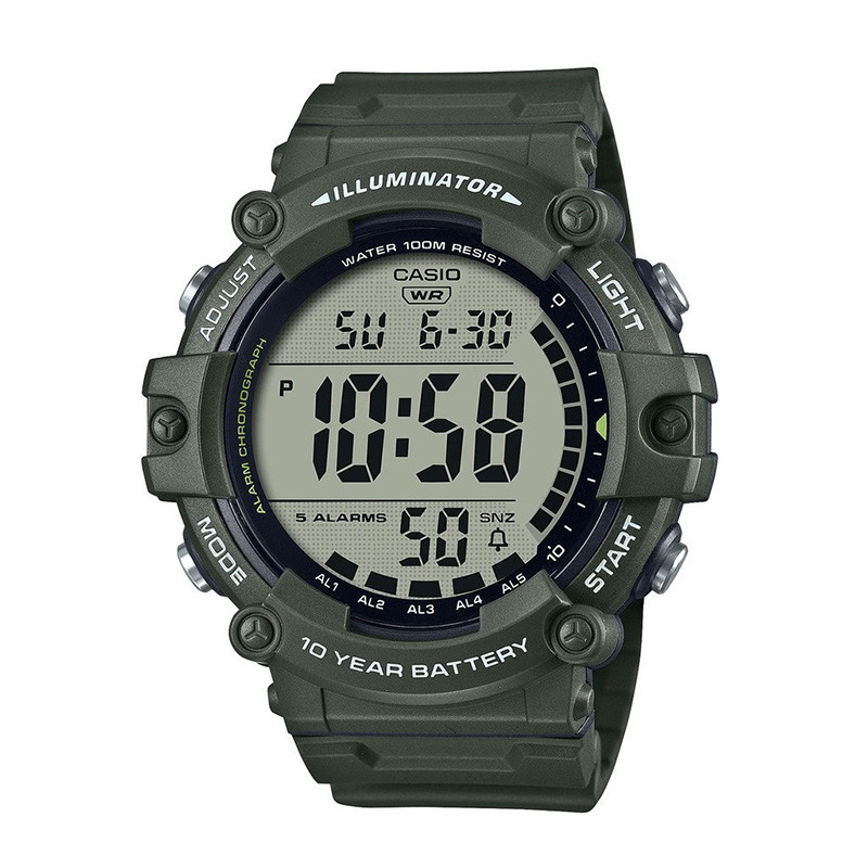 Casio (AE-1500WHX-3AVDF) Green Resin Strap 100 Meter 10 Year Battery ...