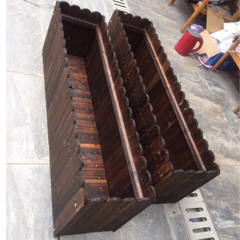 Rectangular Wooden Flower Pot Anti-Corrosion Wooden Flower Box Outdoor ...