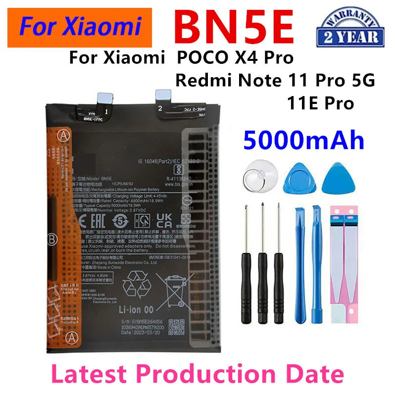 Original BN5E 5000mAh Battery For Xiaomi Redmi Note 11 Pro 5G/ 11EPro /POCO X4 PRO Phone ...