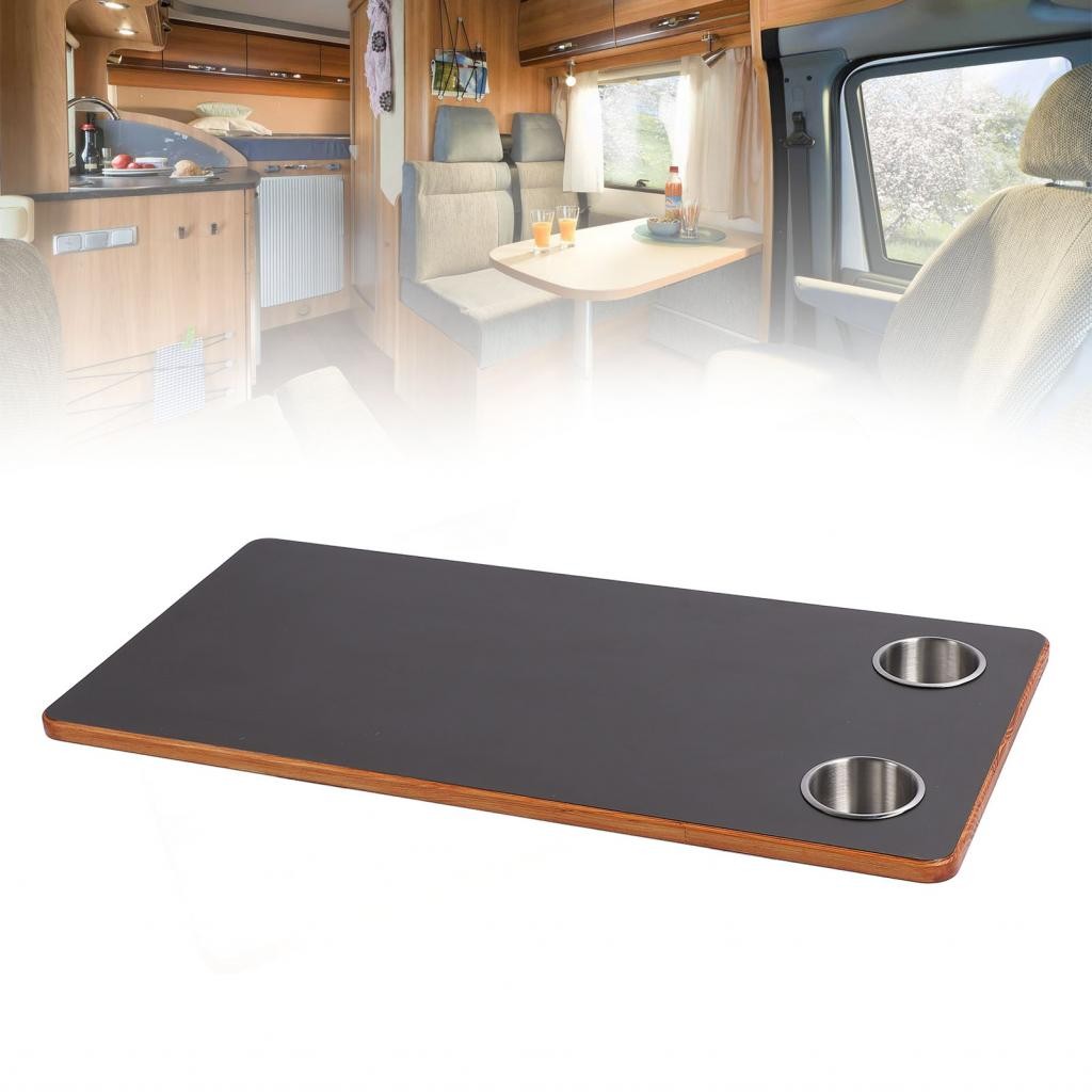 Newlanrode RV Table Top Solid Wood Desktop with 2 Stainless Steel Cup ...