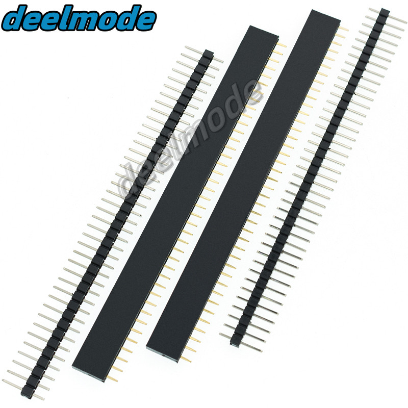 10PCS 1x40Pin 2.54mm Single Row Female + 10pcs 1x40 Male Pin Header ...