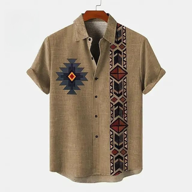 2026 Mocha Mousse Ethnic Retro Short Sleeve Asean Shirt 3D Printed ...