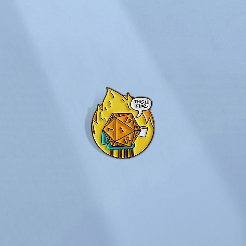 Creative Flame This Is Fine Enamel Pin Brooches Cartoon DND Dice Brooch ...