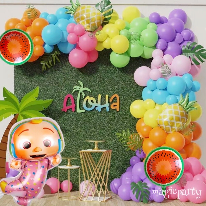 Cocomelon Balloons Leafs Cartoon JOJO Watermelon Balloons Birthday ...