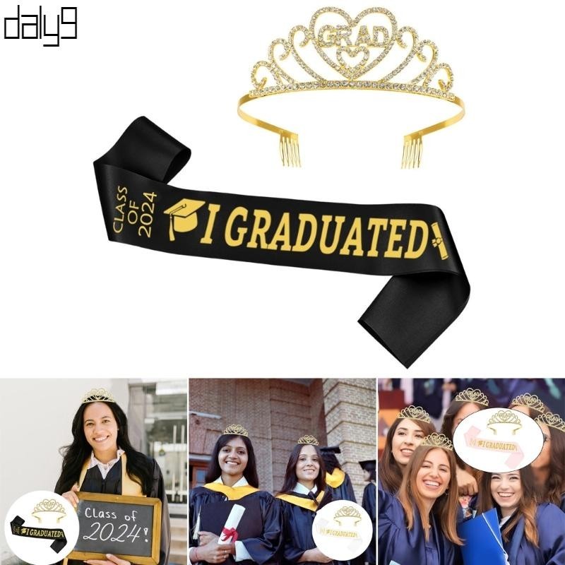 dal Graduation Honor Stole Rhinestone Graduation Crown Graduation Sash ...