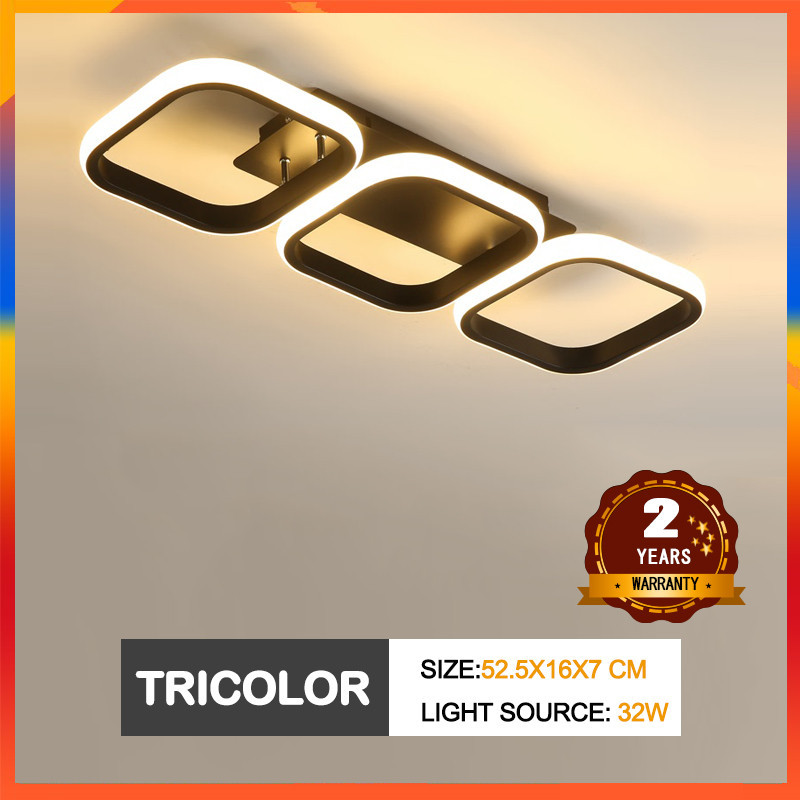 LED Ceiling Light Tri-Color Modern Simple Chandelier for Living Room ...