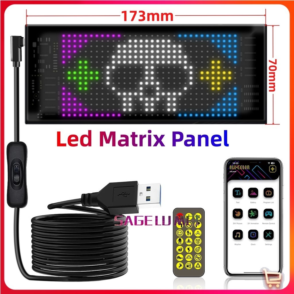 5V USB LED Screen Sign Scrolling Advertising Light Bluetooth APP ...