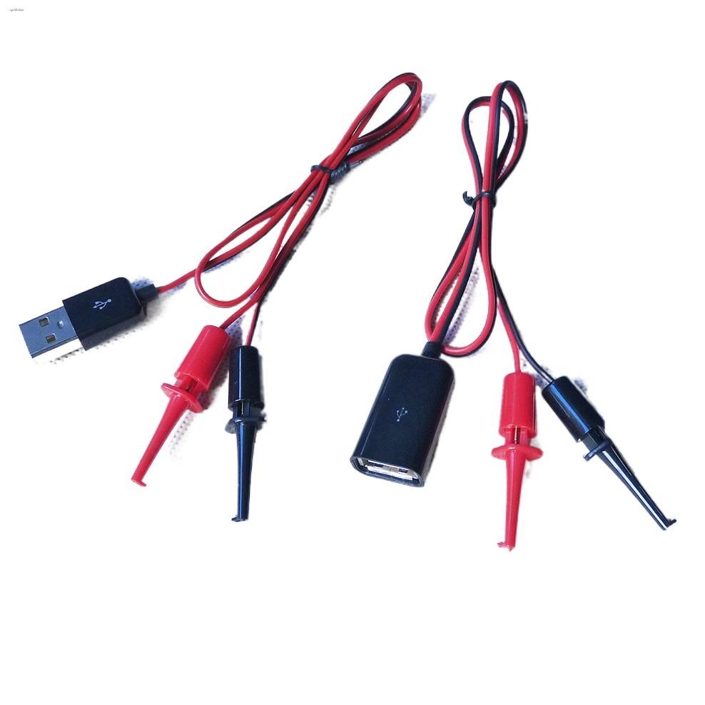 USB male head + test hook Power test lead USB charging cable with cable ...