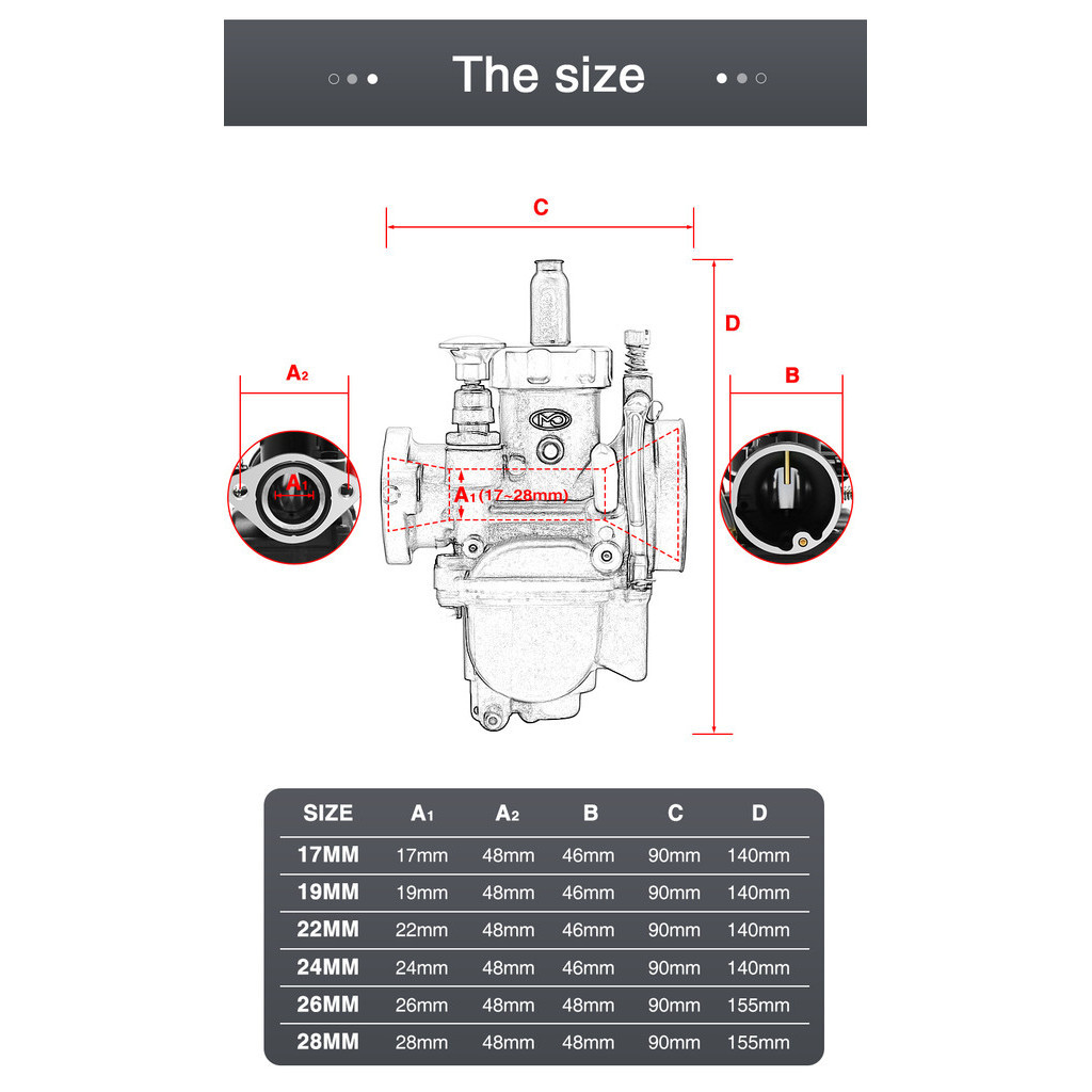 Carburetor PE17 19 22 24 26 28mm Flange Motorcycle Engine PE Carburetor With Jets For YAMAH ...