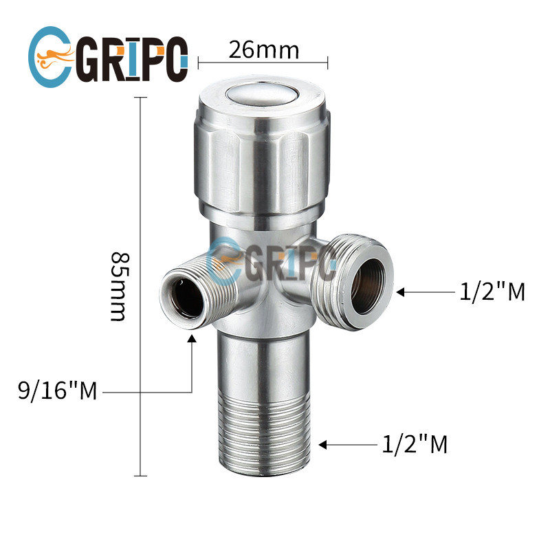 GRIPO 304 Stainless high quality 2 way angle valve 1/2 by 1/2 by 9/16 ...