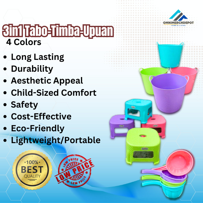 3 in 1 jumbo bucket Timba with tabo and upuan stool sa paglaba #9390 ...