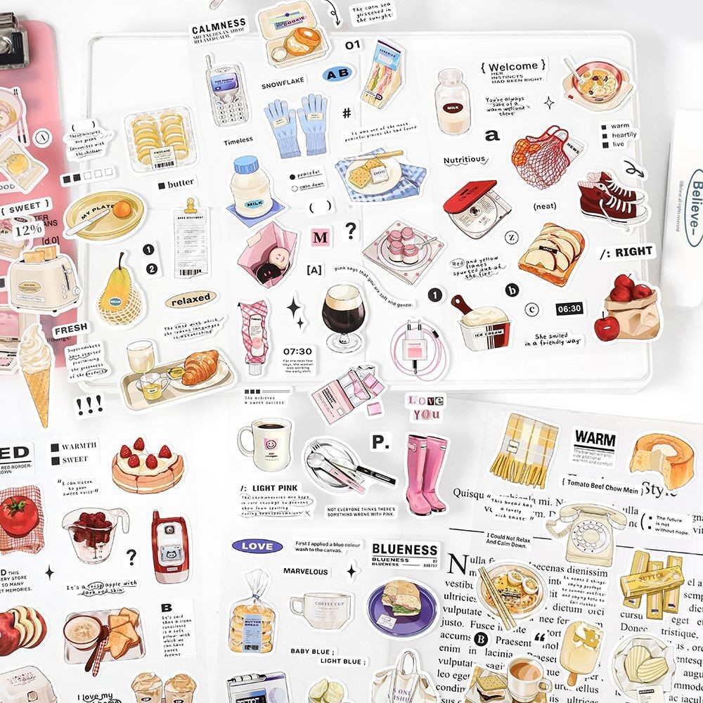 2 sheets Cute Snack Stickers Food Stickers Drink Stickers Cute Small ...